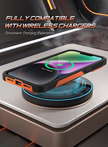 Poetic Neon Series iPhone 14 Case, Dual Layer Heavy Duty Tough Rugged Light Weight Slim Shockproof Protective Drop Protection Phone Case 2022 New Cover for iPhone 14 (6.1 Inch), Orange