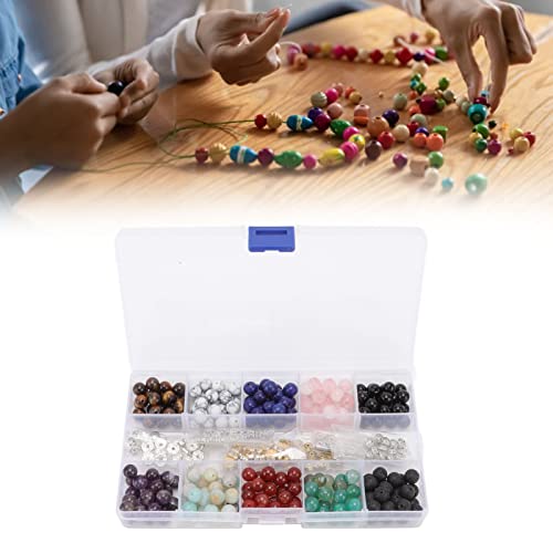 Natural Stone Beads, 240 Pcs Natural Crystal Jewelry Beads, 8mm Round Stone Beads,10 Styles Multicolors,Crystal Chips Gemstone Beads Kit for Jewelry Making