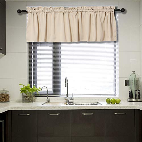 Eternal Beauty Blackout Window Valance Curtains for Kitchen Darkening Rod Pocket Valance Short Curtain Panels (42x18 Inches + 1.6 inches Header, Navy Blue)