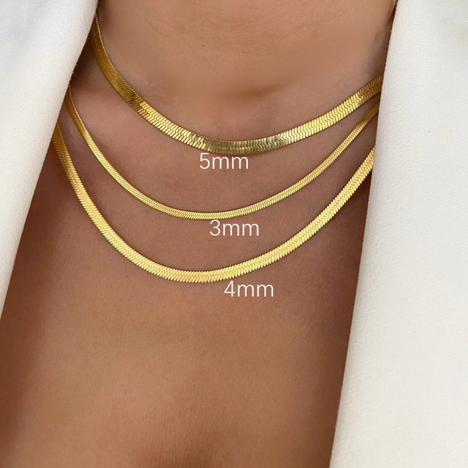 Gold Herringbone Necklace for Women14k Chain Dainty Waterproof Jewelry Gift for Women