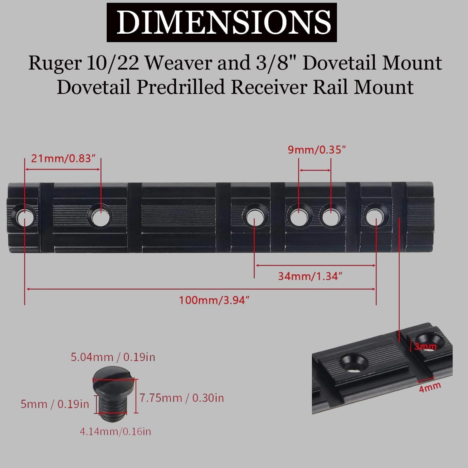 GOTICAL Ruger 10/22 and 3/8" Tactical 4x32 Compact Scope Rangefinder Reticle Hunting Riflescopes Cross-Hair Reticle and Ruger 10/22 Weaver and 3/8" Predrilled Receiver