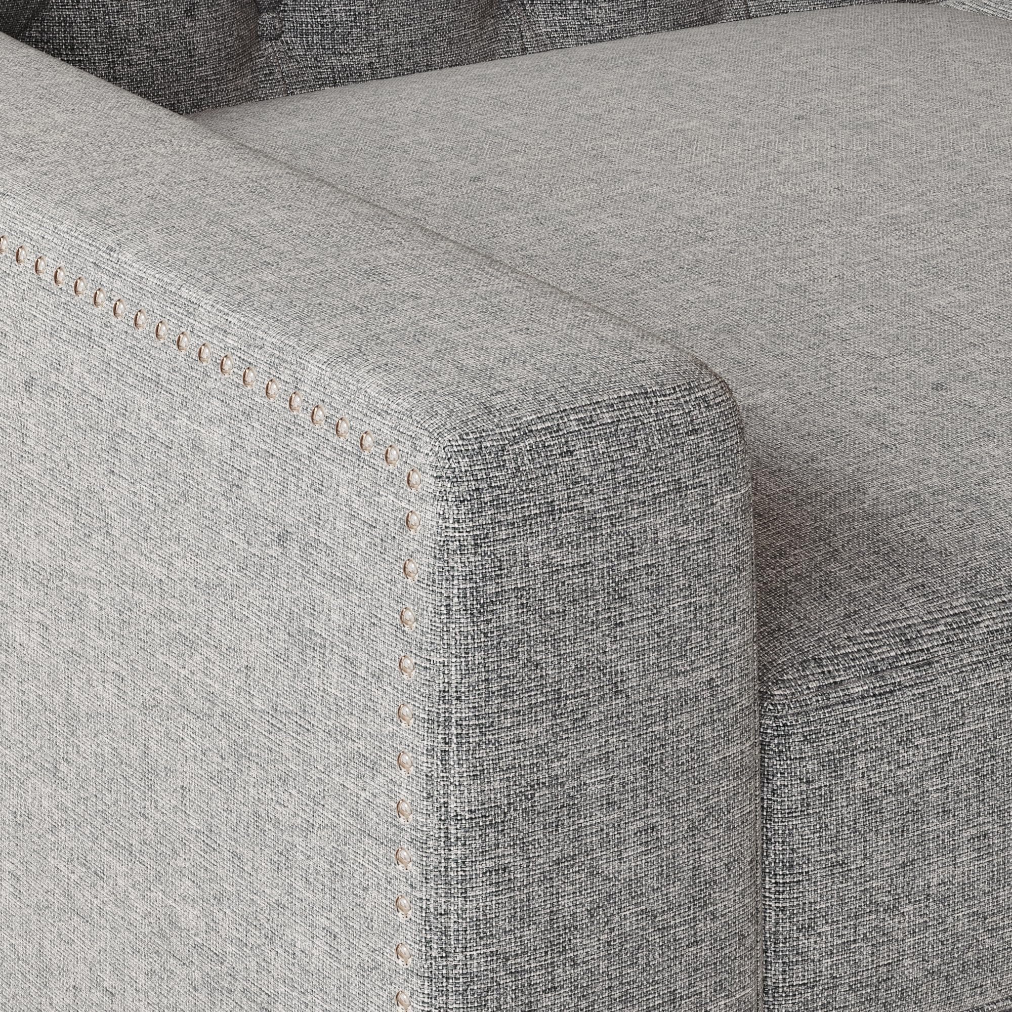 QHITTY 3 Seater Living Room Sofa, 79" Comfy Couch with High Back and Armrests, Button Tufted Mid-Century Modern Sofa, Deep Seats Sofa for Apartment, Living Room, Small Space, Apartment (Grey)