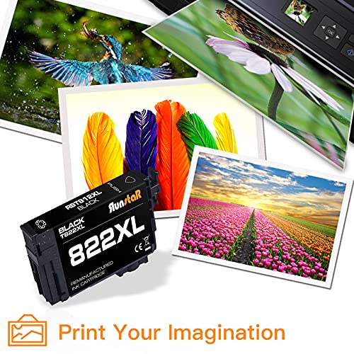 Run Star 1 Pack 822XL Black Remanufactured Ink Cartridge Replacement for Epson 822XL T822XL use for Epson Workforce Pro WF-3820 WF-4820 WF-4830 WF-4833 WF-4834 Printer (1 Black)