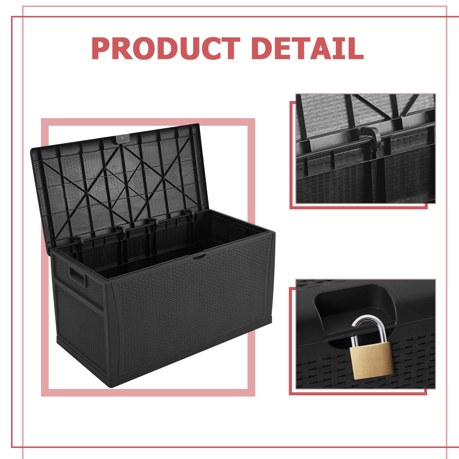 Patio Deck Box, Resin Storage Box for Outdoor Patios, Garden Tools Storage, 120 Gallons (Black)