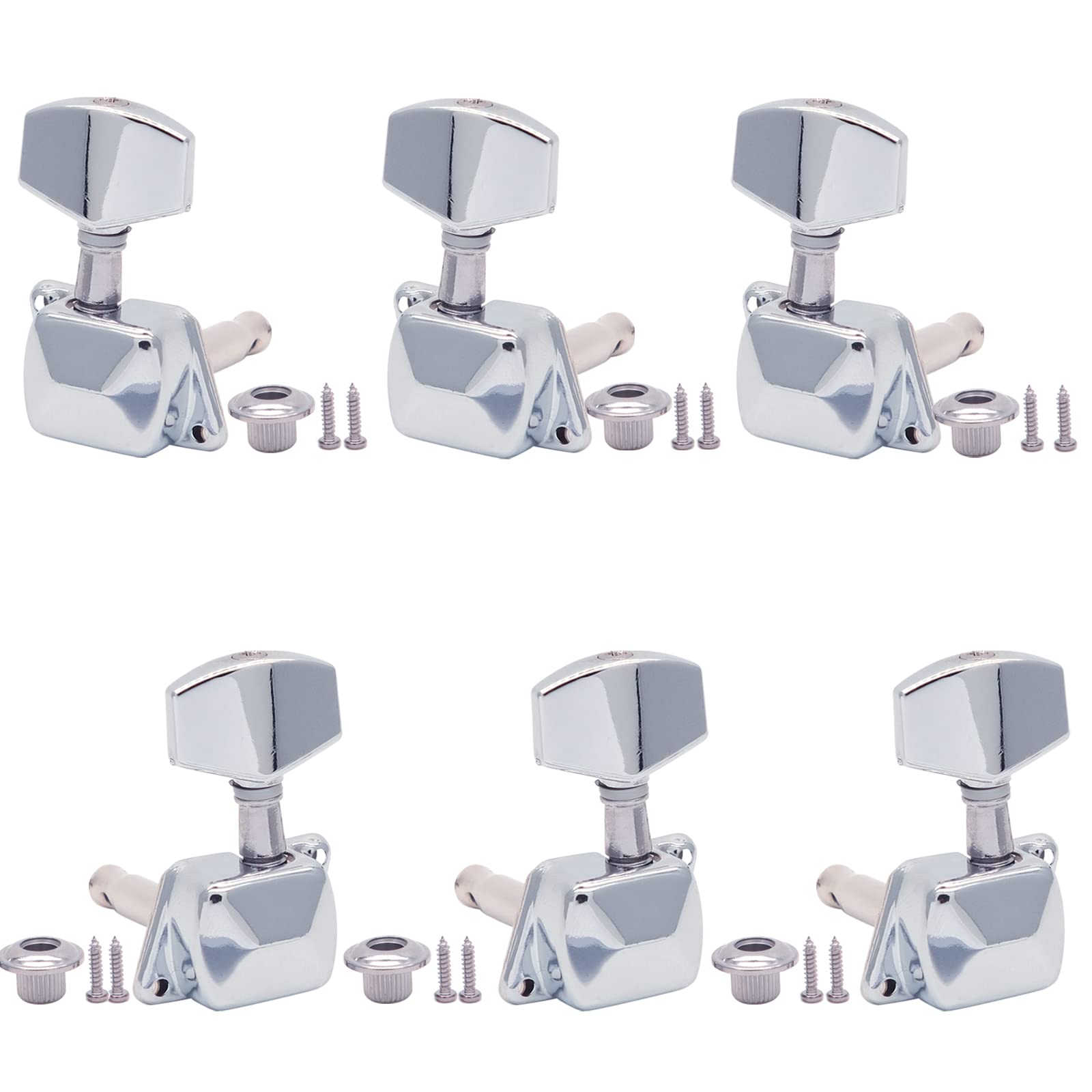 harpfeas 3L3R Semi-closed Guitar String Tuning Pegs Tuner Machine Heads Knobs Tuning Keys for Acoustic or Electric Guitar (Chrome)