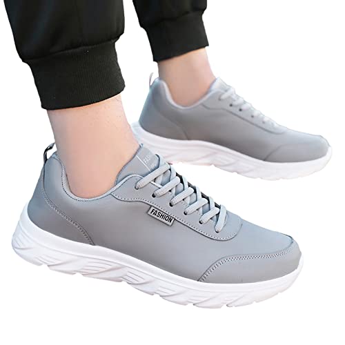 FASDNENDYS Mens Shoes Large Size Casual Leather Laace Up Solid Color Casual Fashion Sneaker Rack for Men Bedroom Size 13 Grey