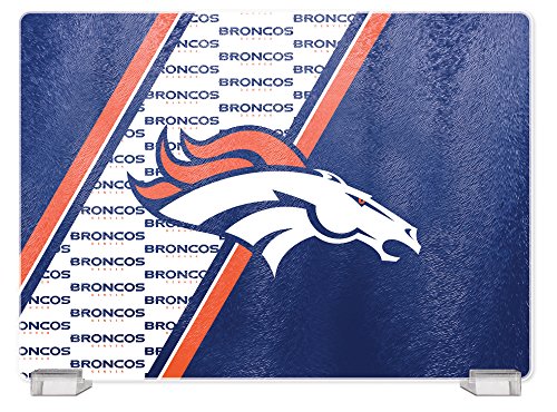 Duck House NFL Denver Broncos Tempered Glass Cutting Board with Display Stand , white, 10" X 14"