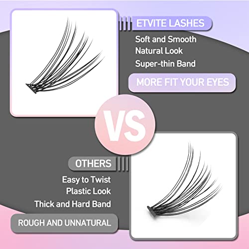 ETVITE Cluster Lashes 10D 20D Individual Lashes Lash Extension Clusters Soft Natural Look Handmade Volume Eyelash Clusters Home False Lashes (20D 10-14mm）