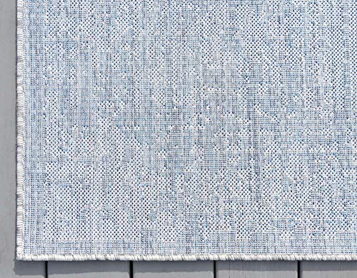 Unique Loom Outdoor Traditional Collection Area Rug - Timeworn (2' x 8' Runner, Blue/ Gray)