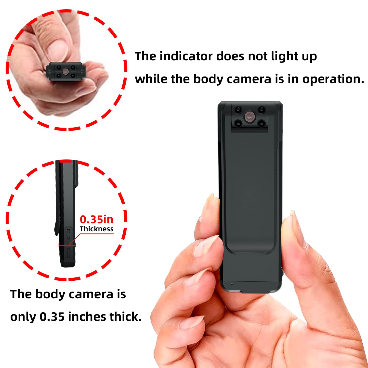 Mini Body Camera Small Body cam Lightweight and Portable,180°Rotating Lens True 1080P Wearable&Loop Recording Night Vision Motion Detection, for Meeting/Home/Outdoor/Law Enforcement/Security Guard