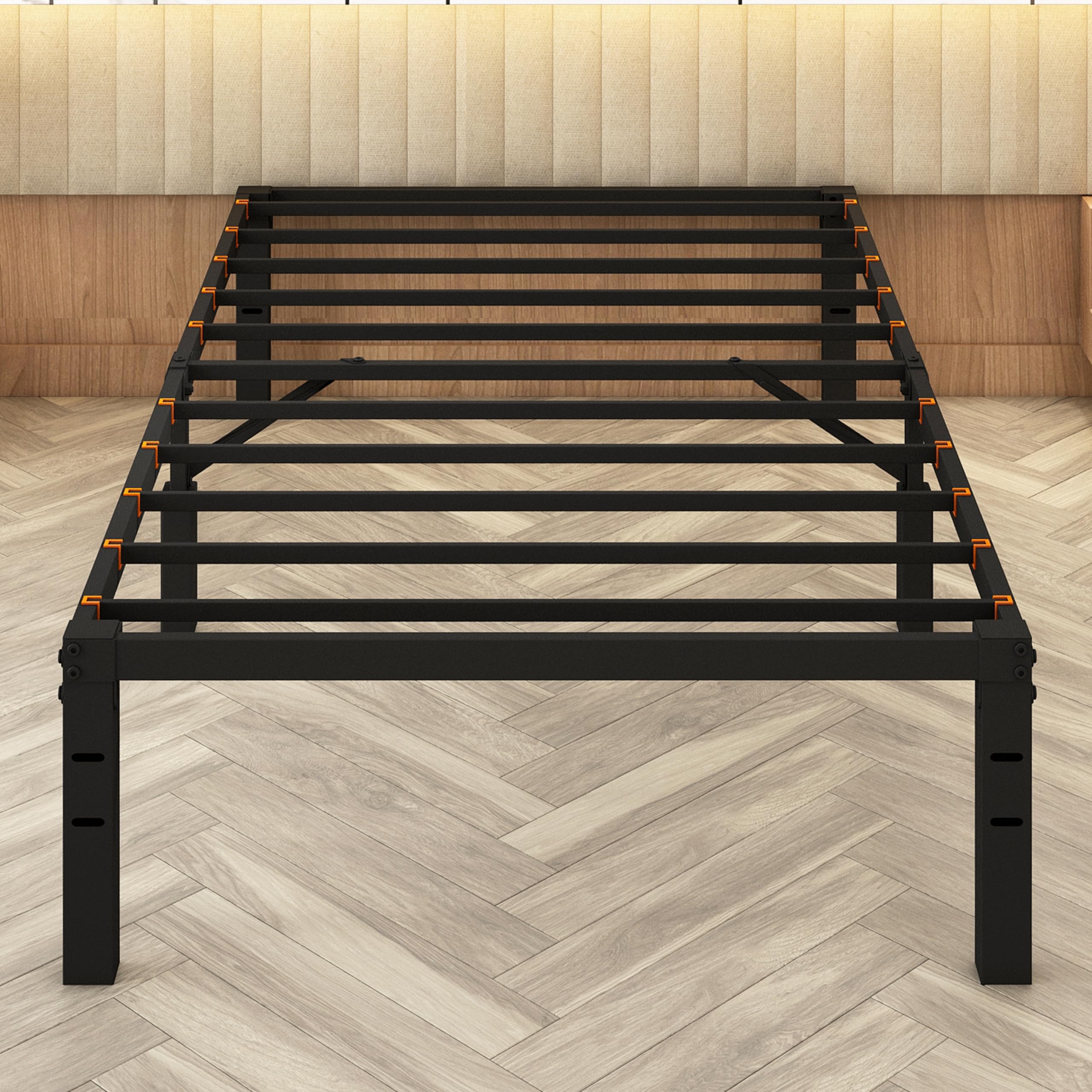 Prodature Queen-Bed-Frame-Low-Profile-6 Inch - Heavy Duty Metal Platform No Box Spring Needed Mattress Foundation Noise-Free,Black