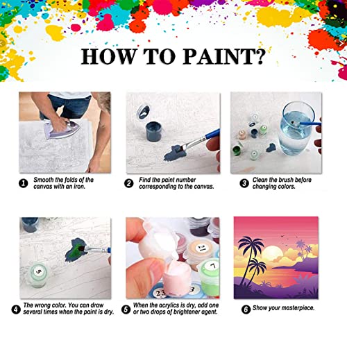 weharnc 4 Pack Paint by Number for Adults Landscape-Paint by Numbers for Adults Beginner,Seaside Sunset Scenery Paint by Number Perfect for Gift Home Wall Decor(8x8inch)