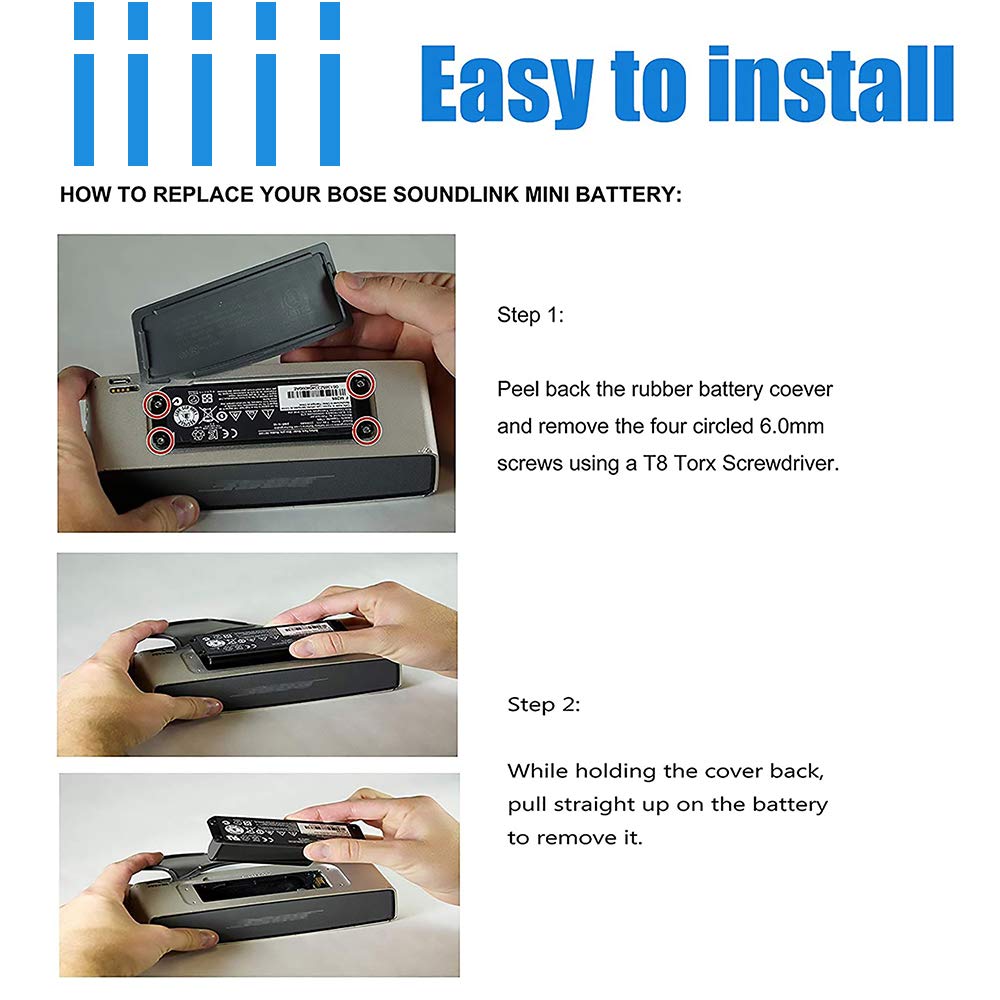 Emaks 7.4V,21.46Wh 061385 Battery 061384 061386 063287 for Bose Soundlink Mini I/Mini one/Mini Gen 1 Bluetooth Speaker US Version bateria para 413295 61385 61384 61386 63287