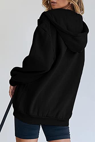 PRETTYGARDEN Women's 2023 Zip Up Y2K Hoodies Casual Long Sleeve Sweatshirts Fall Track Jackets With Pockets (Black,Small)