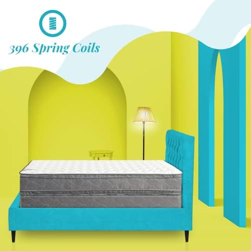 Nutan 11-inch Firm Eurotop Foam Mattress with Box Spring, Double Sided Mattresses with Encased Bed Foams, Fully Assembled Bedding with Black Border and White Top, Queen