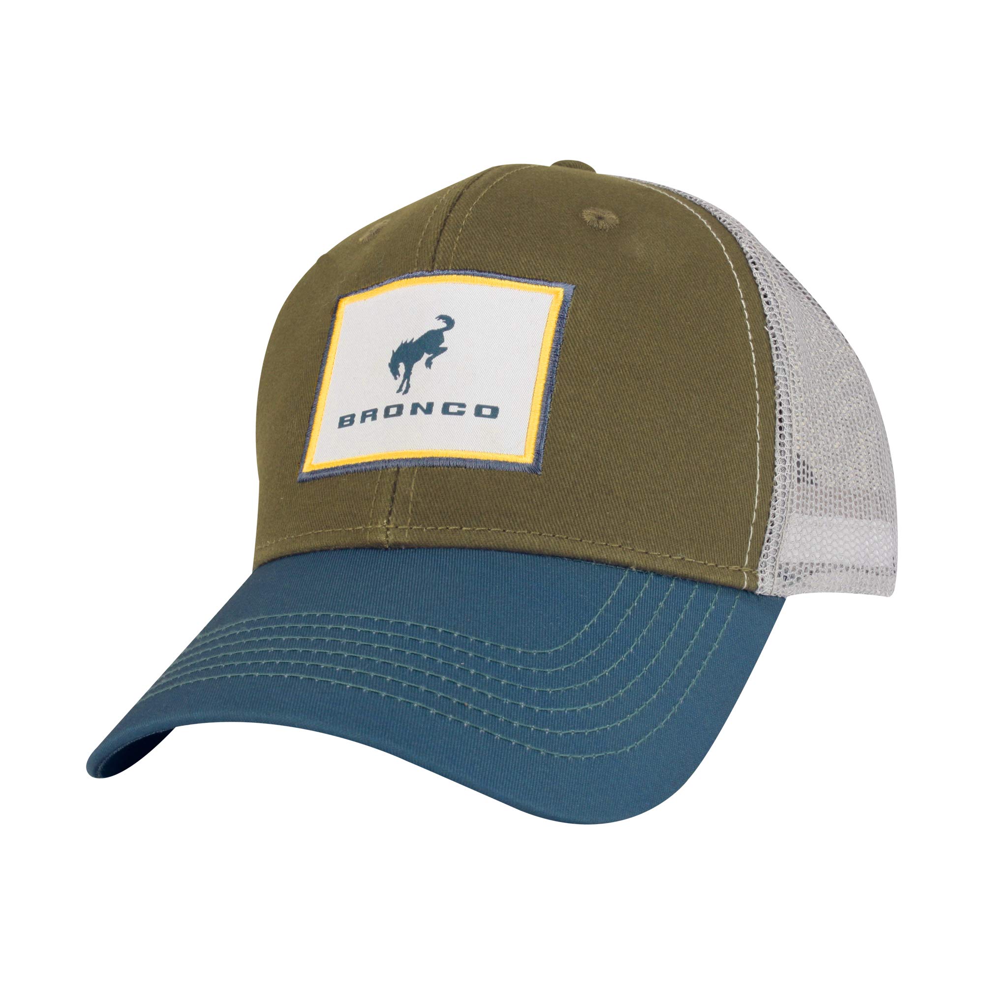 Ford Bronco Snapback Hat with Patch Logo, Olive/Teal