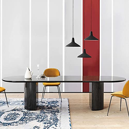 LAKIQ Black Dining Table Modern Solid Wood Dining Room Table Contemporary Oval Double Pedestal Kitchen Table Conference Room Table Kitchen Island Table-Table Only(78.7" L x 35.4" W x 29.5" H)