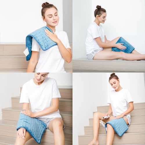 Weighted Heating Pad - 2.2lb Large Electric Heated Pad,with 6 Temperature Levels,with 4 Kinds of time Automatic Shutdown,Fast-Heating Technology for Waist/Abdomen/Neck Pain and Cramps Relief,12''×24''