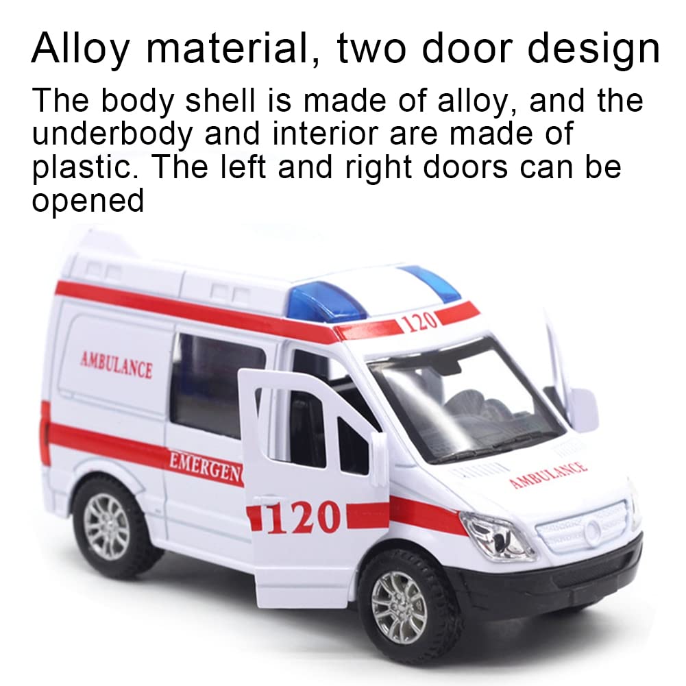 GIFZES Pull Back Car Toy,Simulated Pull Back Sound Light Ambulance Polices Car Fire Truck Kids Toy Gift Orange Ambulance