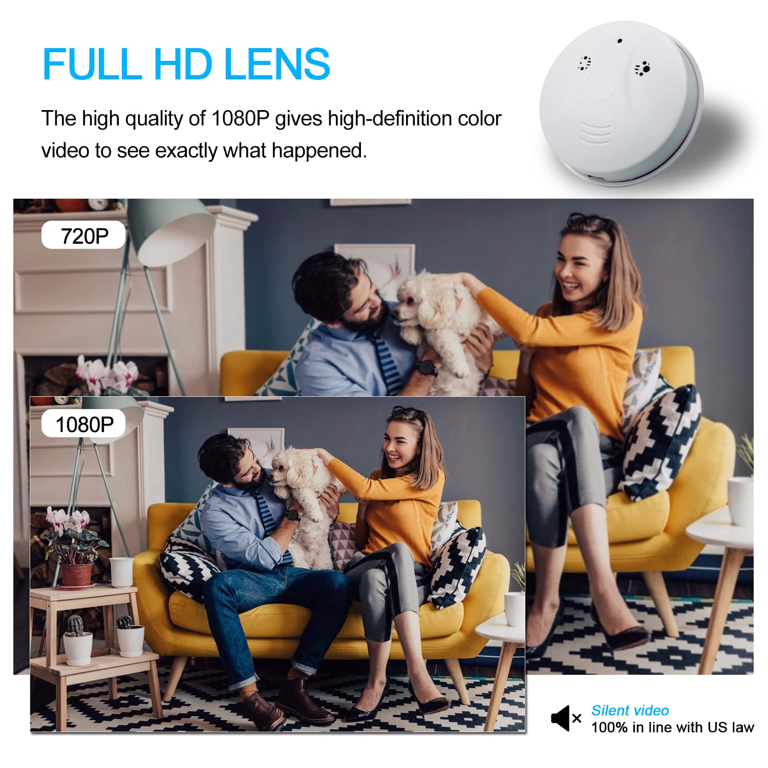 Mini Detector Camera, Full HD 1080P Wireless Security Nanny Detector Camera with Motion Detection/Remote View for Home and Office, No Audio