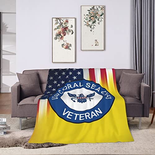 USS Coral Sea Cv-43 Flannel Abstract Throw Blanket, Super Soft Fleece Decorative Blankets Fuzzy Microfiber Blanket for Couch Bed Sofa