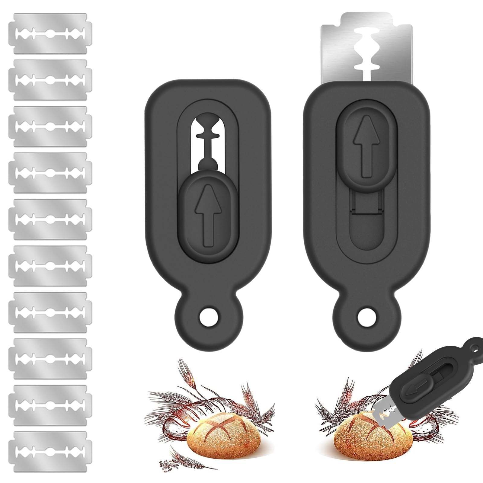 LILITUAN Bread Lame Dough Scoring Tool,Retractable & Magnetic Bread Dough Cutter Premium Mini Dough Scoring Knife for Sourdough Bread baking & Bread Making(2 PCS with 10 Razor Blades)