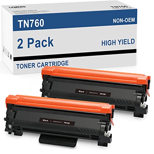 TN760 Toner Cartridge LemeroUexpect Compatible Replacement for Brother TN-760/TN-730 TN760 Black Toner for Brother Printer MFC-L2710DW L2750DW HL-L2350DW L2370DW DCP-L2550DW Printer,2-Pack