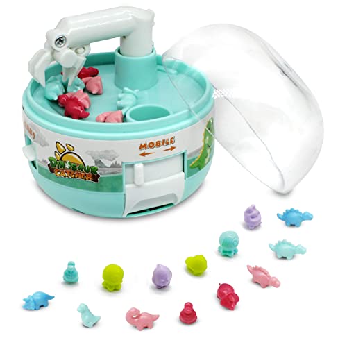 Mini Claw Machine Toys for Kids & Adults with Mini Dinosaur Figures Claw Machine Prizes, Mini Stuff Things that Actually Work, Mini Arcade Game Miniature Novelty Toys for 3+ Year Old Boys & Girls
