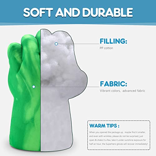 neexan Kids Superhero Costume Smash Hands, 1 Pair Soft Plush Incredible Boxing Gloves Boys, Girls, Toddler (Light Green)