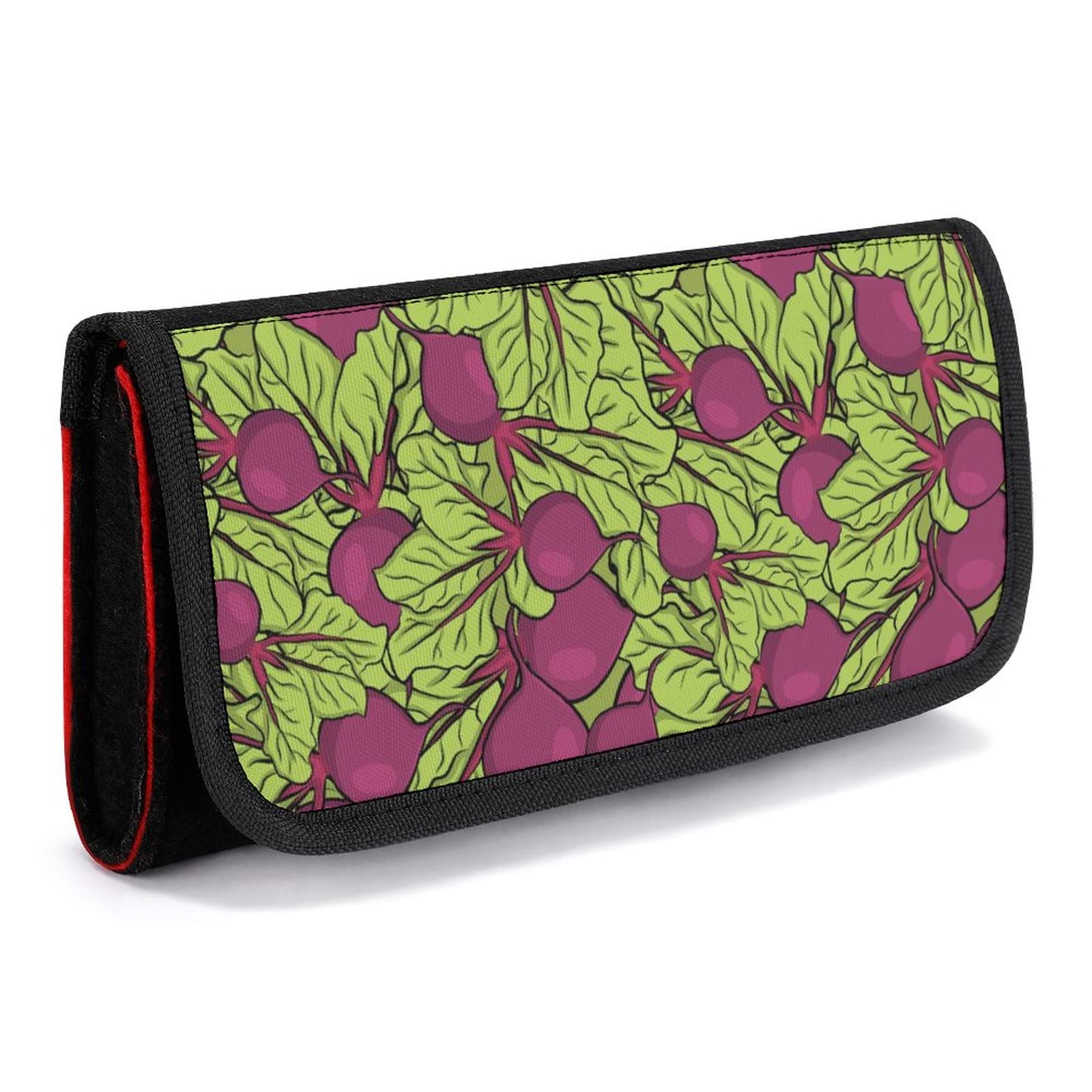Garden Beet Pattern Carrying Bag Compatible with Switch Protective Case Slim Felt Pouch with 5 Game Cartridges Holders