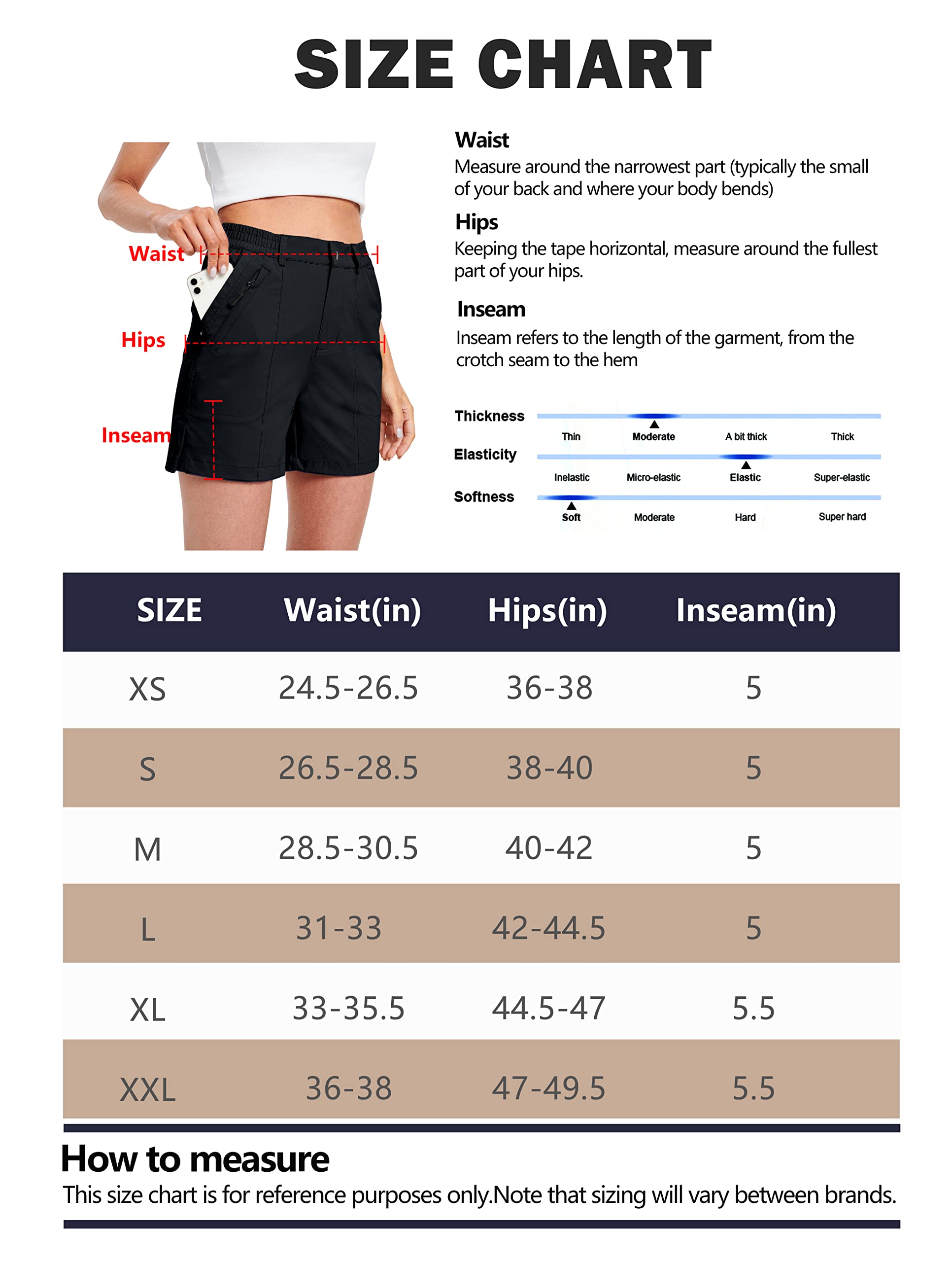 HARTPOR Women's Golf Hiking Shorts Quick Dry Stretch 5 Inch Casual Summer Shorts with Pockets Water Resistant Light Khaki,XL