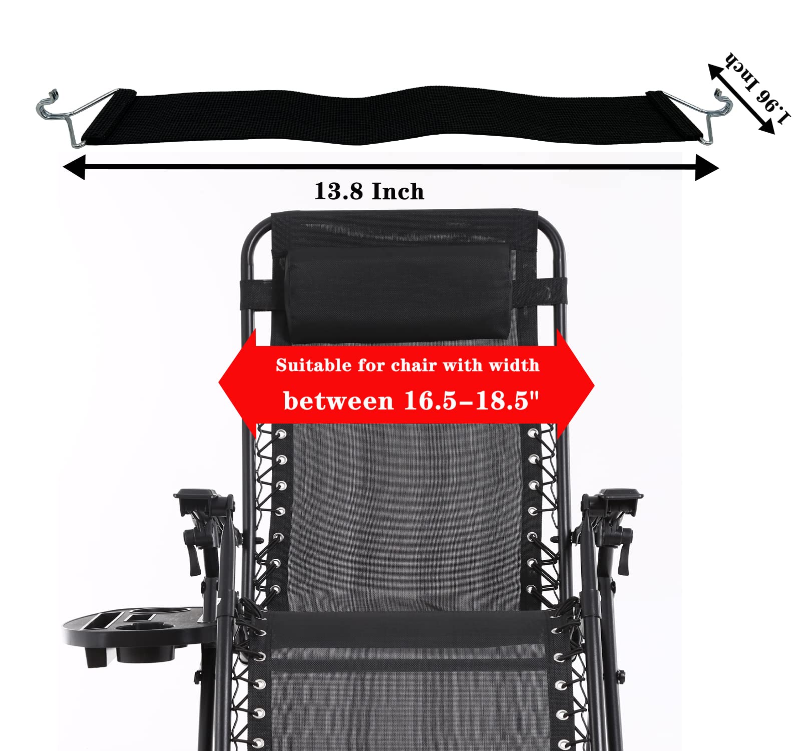 Ostlttyn Zero Gravity Chair Accessories, 6 Pcs Thicken Gravity Chair Belts, Fabric Reinforced Anti-Crack Belt for Lounge Chair Zero Gravity Chair Patio Lawn Recliner Chair, Black