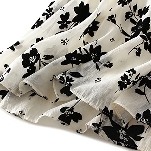 Gown Women Elegant Lace Skirt Medium and Long Tulle High Elastic Waist A Line Maple Leaf Print Beach Club Beige