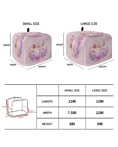 Toaster Dust Cover 2 Slice, Thanksgiving Pumpkin with Flowers Pink Texture Bread Maker Cover Toasters Covers for Fingerprint Protector Washable Kitchen Small Appliance Cover 12x7.5x8in