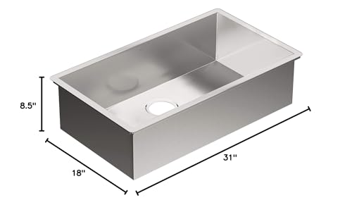 Moen G18180 1800 Series 31-Inch x 18-Inch Undermount 18 Gauge Stainless Steel Kitchen Single Bowl Sink Stainless Steel