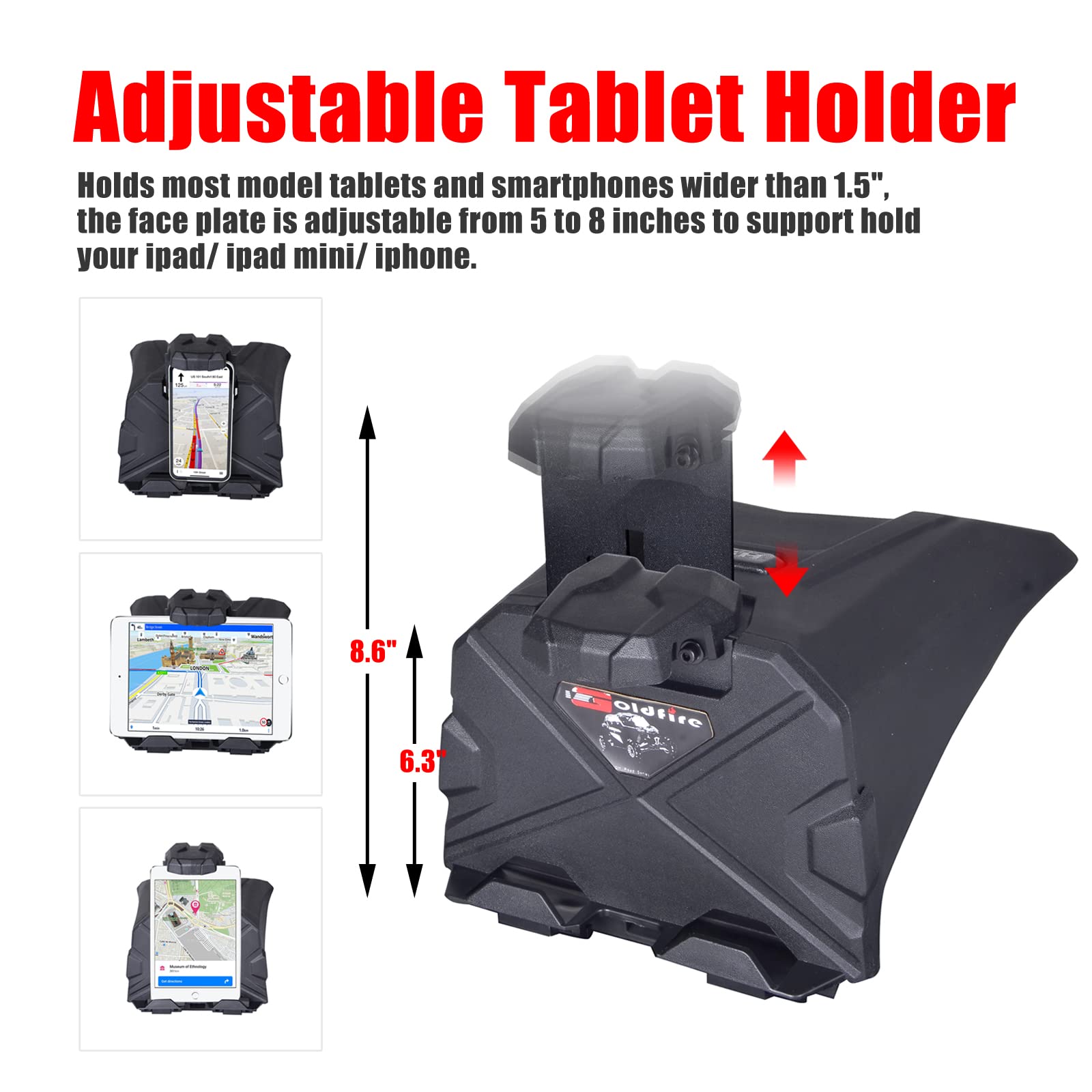 Goldfire X3 Device Tablet Holder Mount with Storage Box Compatible with 2017-2024 Can Am Maverick X3 / X3 Max DS MR RC Turbo R Maverick X3 Accessories (OE: #715002874)