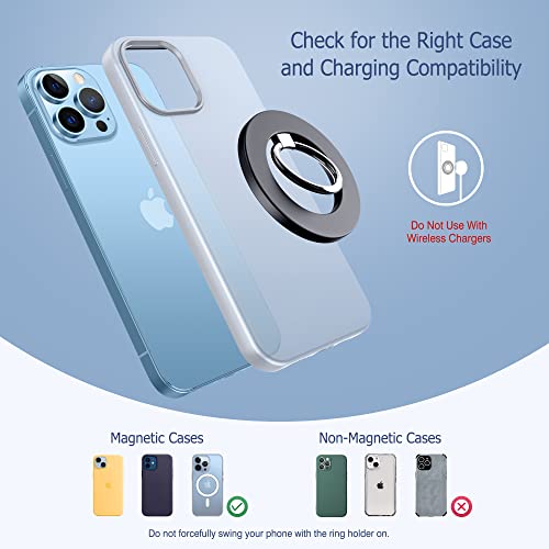 Magnetic Phone Ring Holder for MagSafe, CreaDream Magnetic Finger Phone Ring Grip Stand, Adjustable Kickstand, Compatible with iPhone 15 14 13 12, Pro, Pro Max, Plus, Mini, Black