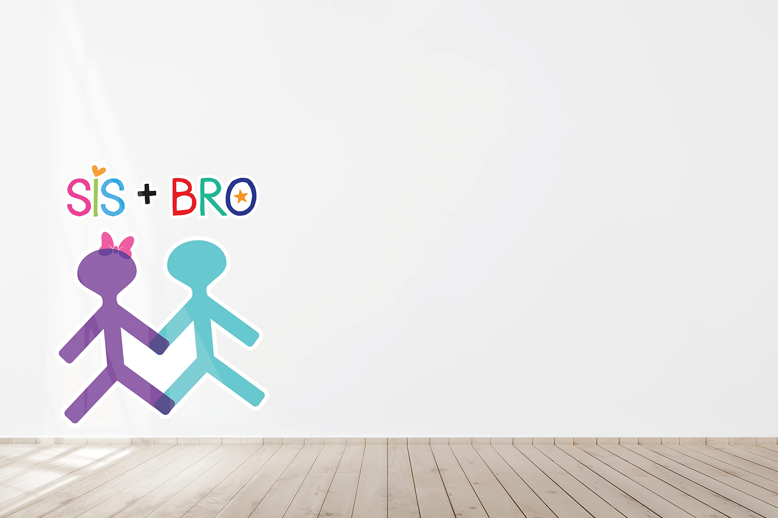 Kid's Siblings Wall Decals - SIS + BRO Only - Boys and Girls Wall Sticker Room Decor