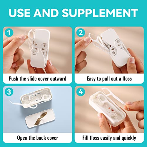 JIBIACB Dental Floss Portable Case Dental Floss Dispenser Automatic Dental Floss Picks Cases for Teeth Cleaning,Specialized Floss (Black+White)