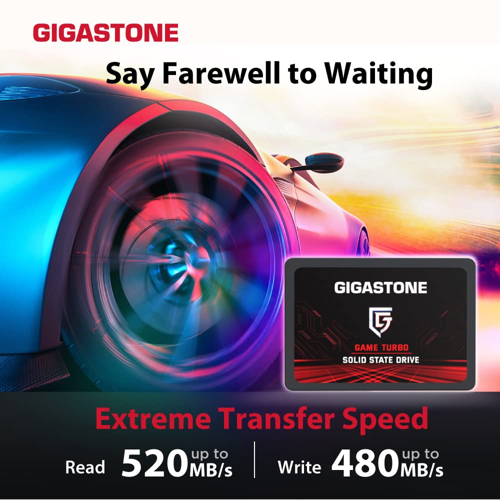 Gigastone SATA SSD 256GB (3-Pack) 2.5 inch SSD 520MB/s Upgrade Laptop PC Memory and Storage PS4 HDD Replacement 2.5" Internal Solid State Hard Drives SATA III SLC Cache 3D NAND Game Turbo Performance