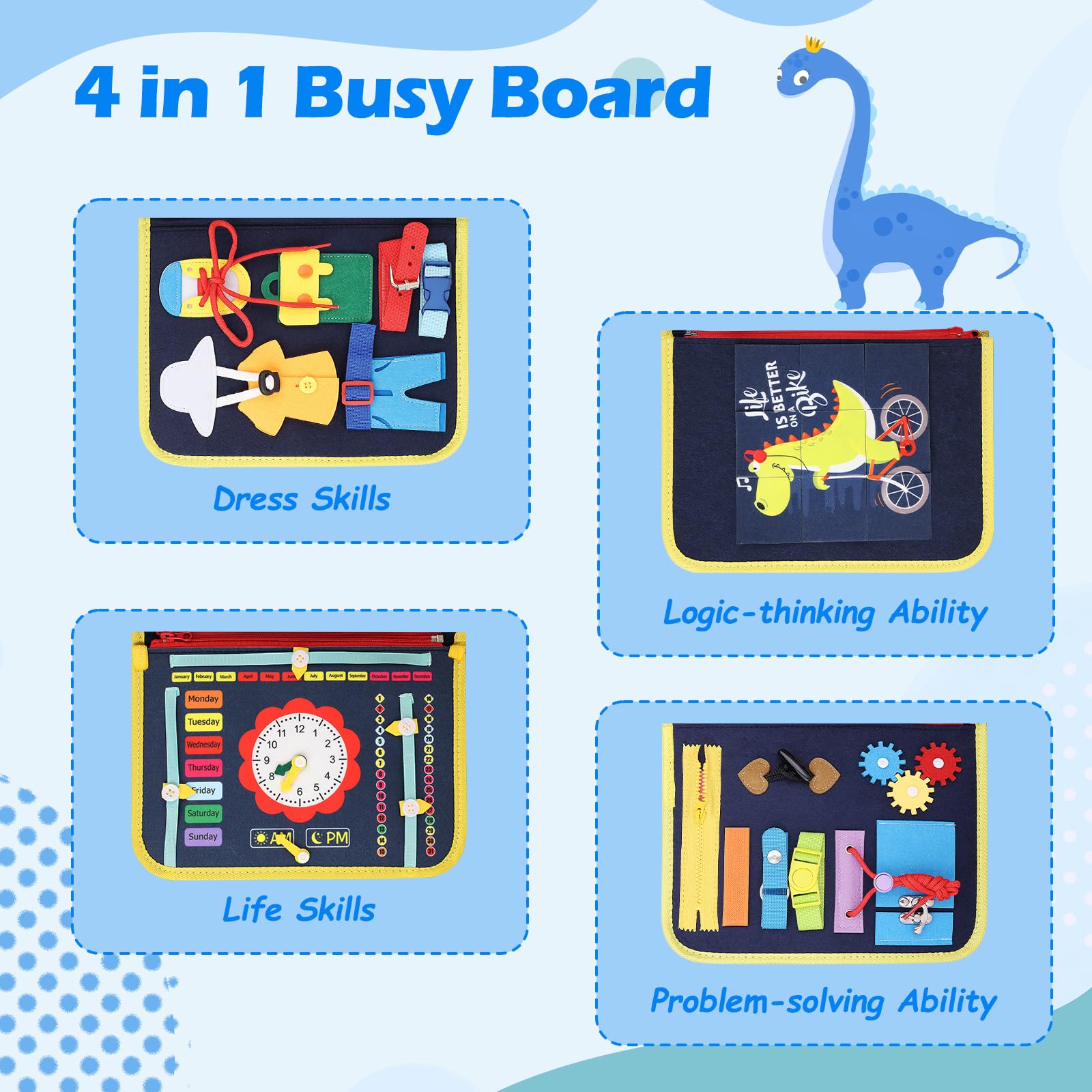 GOLDTIMO Busy Board Bag, Toddler Travel Bag, Quiet Book Bag,
