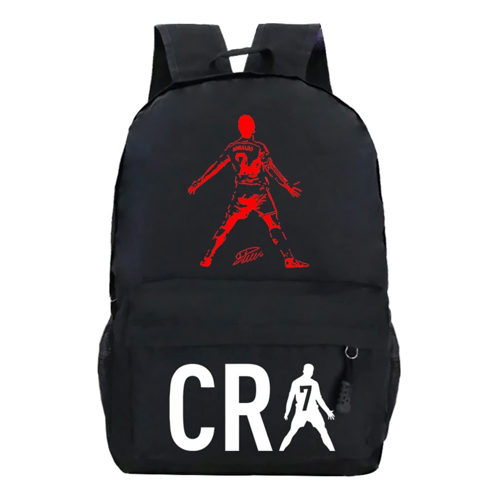 Teens Soccer Star Cristiano Ronaldo Bookbag Student Wear Resistant Canvas Knapsack Waterproof Travel Rucksack