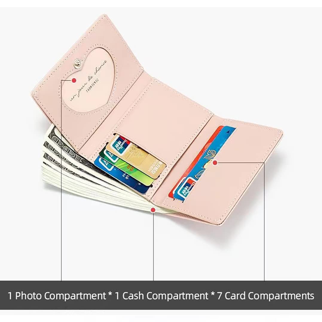 GOMOVING Small Women Wallet RFID Credit Card Holder Cat Paw Pattern Cute Small Leather Card Holder Multifunction Fold Coin Wallet For Cat Lovers (Black)