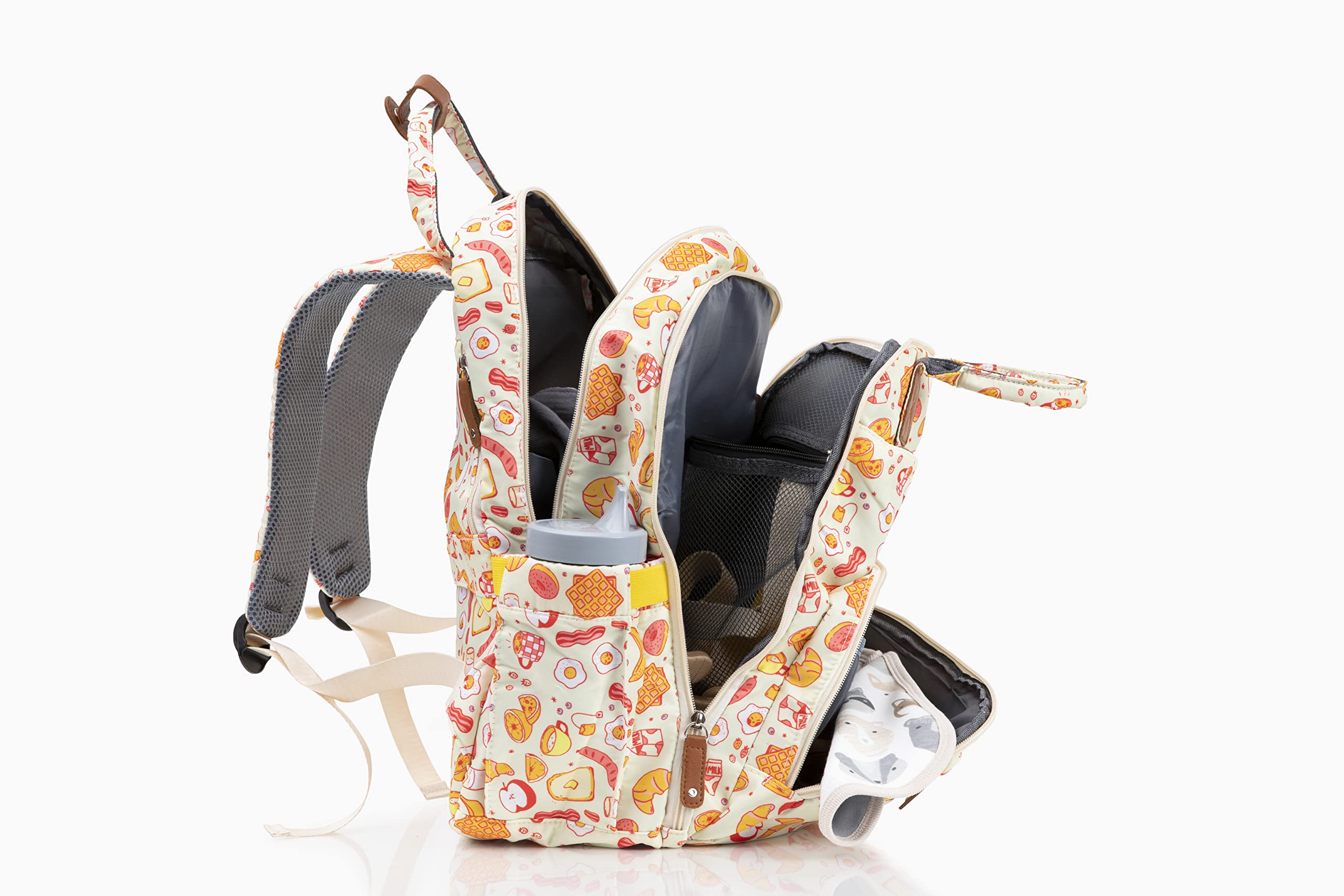 Goo Goo Goods Diaper Bag | Breakfast Design Diapering Bag | Travel Backpack for Parents | Multifunction Maternity Back Pack | Water Resistant | Large Capacity | Baby Changing Bag | Parent Helper Bag