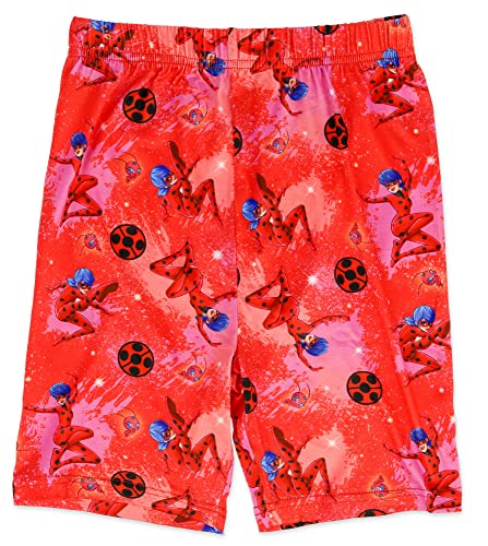 Miraculous Ladybug Girls Pajama Set, 2-Piece T-Shirt and Shorts Set, Red, Girls' Size 6/6X