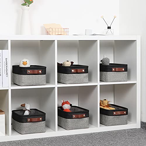 DULLEMELO Collapsible Bundle Baskets 4 Cube Baskets 13"x13"x13" + 6 Small Baskets 11.8"x7.9"x5.1"(Black&Grey)
