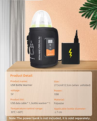 TOWOOZ Bottle Warmer, Baby Bottle Warmer USB Charging Easy to Operate Milk Warmer with LCD Digital Display Screen Lightweight Portable Bottle Warmer (Type 1)