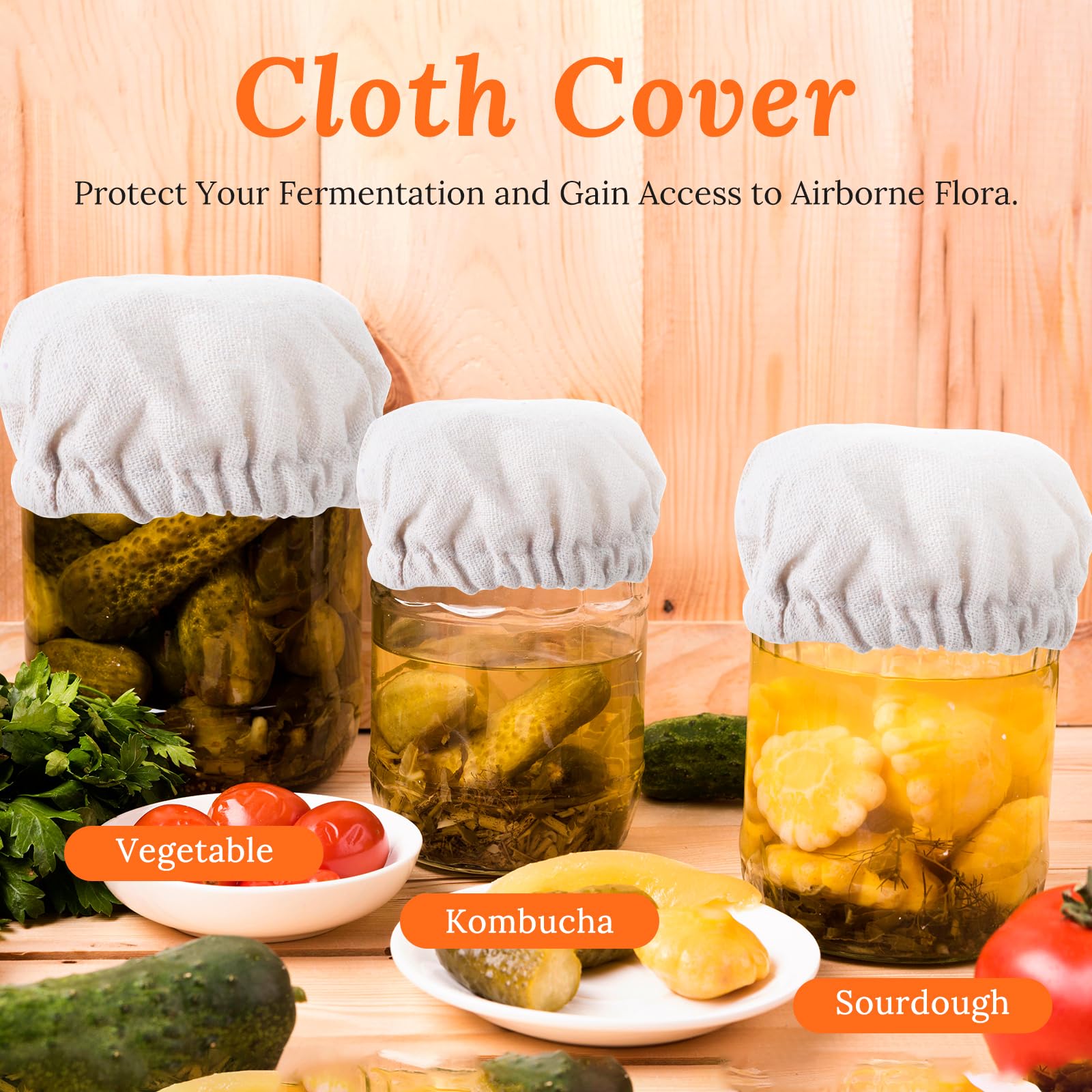 JIEYAO 4 Pcs Sourdough Starter Jar Cloth Covers, Elastic Bread Baking Cloth Cover, Reusable Sourdough Proofing Bowl Cover Breathable Cloth lid/Cap Kombucha Brewing Lids Supplies Fit 3-4 Inch Jar Mouth