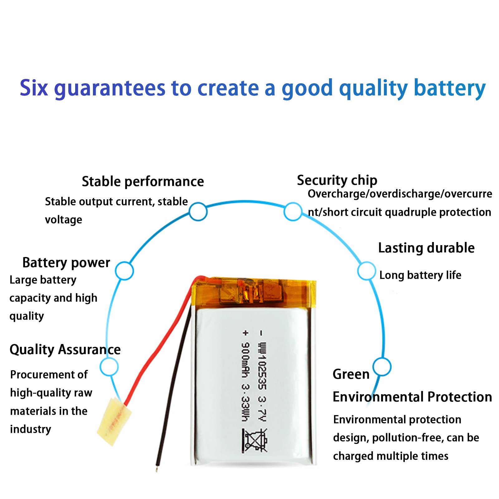 Jieoto 2 X 3.7V 900mAh 102535 Polymer Battery Rechargeable Lithium Polymer ion Battery Pack with Protection Board