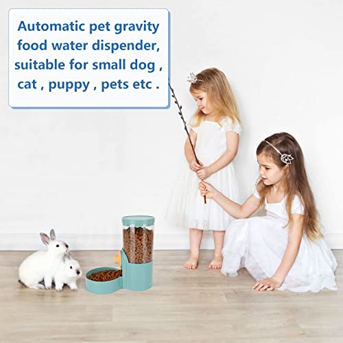 Rypet Rabbit Automatic Feeder, 35oz Hanging Automatic Bunny Food Dispenser with Lid for Small Animals,Guinea Pig, Rabbit, Ferret